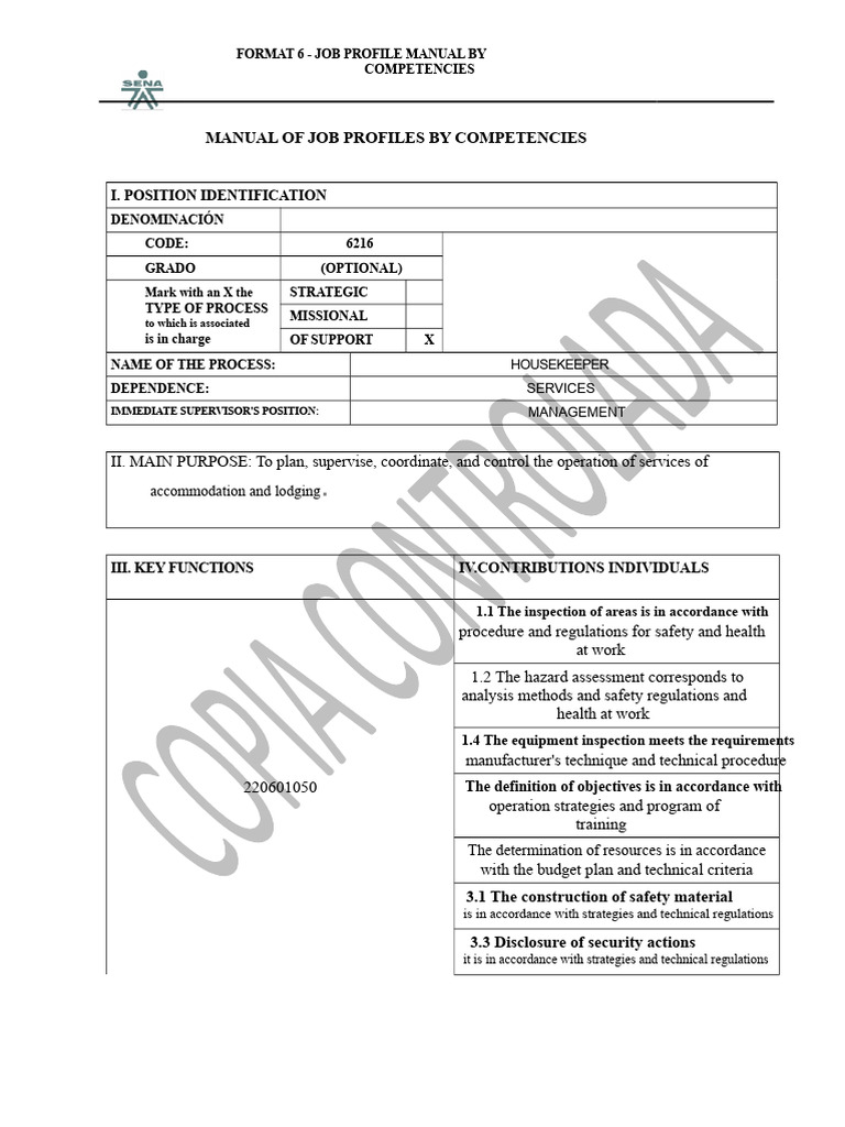 WORK COMPETENCE - Housekeeper | PDF | Safety | Occupational Safety And Health