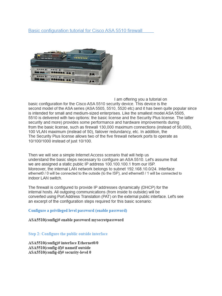 CISCO ASA Basic Configuration Tutorial of The Firewall | PDF | Ip Address | Firewall (Computing)