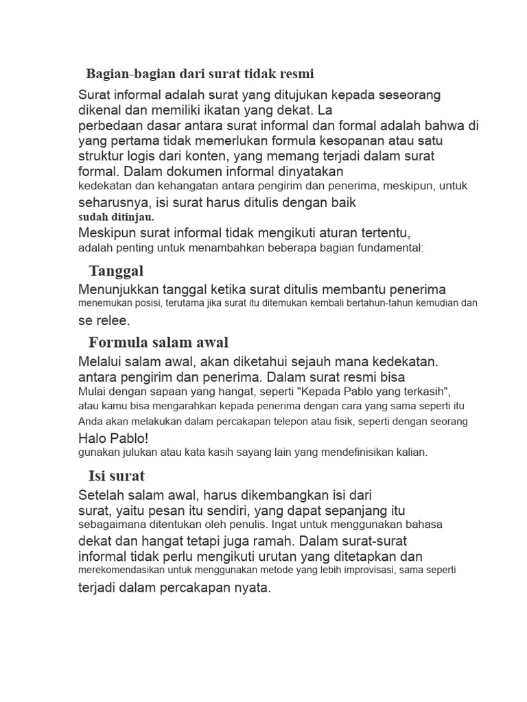 Struktur Surat Informal dan Formal | PDF