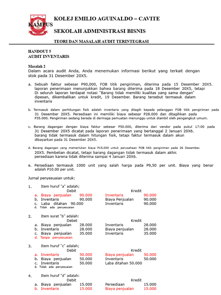 Aud Prob 5 Audit Stok | PDF