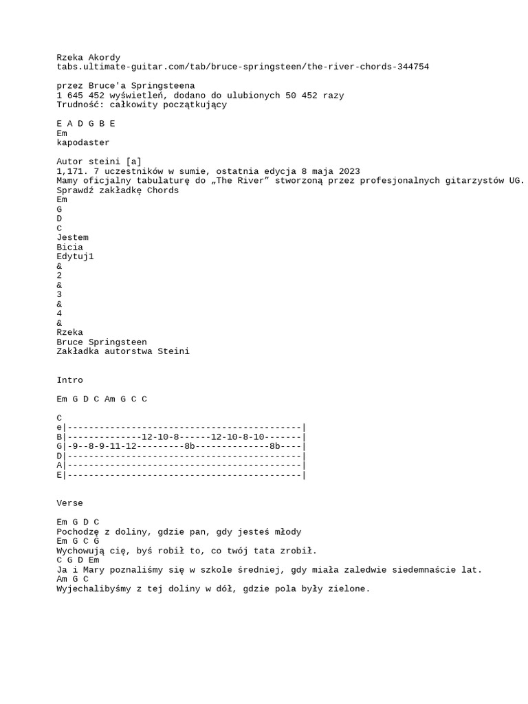 Bruce Springsteen - Rzeka | PDF