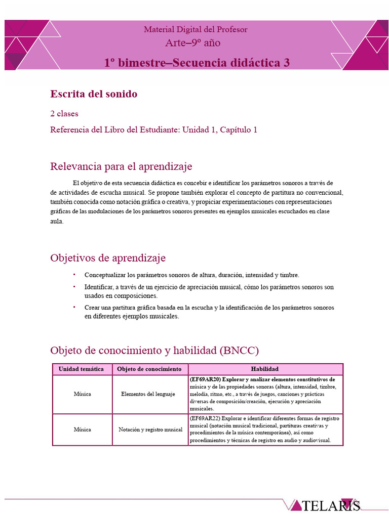 Ejemplo de Plan de Clase Parámetros Del Sonido | PDF | Sonido | Partituras