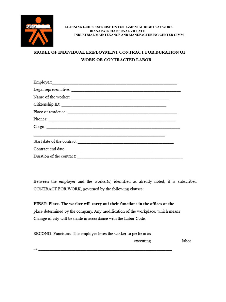 Contract Format For Work or Labor | PDF | Employment | Salary