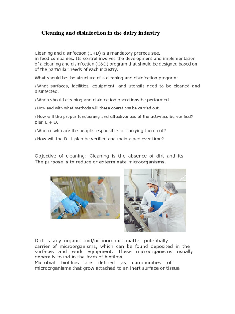 Dairy Industry Cleaning & Disinfection Guide | PDF | Sodium Hydroxide ...