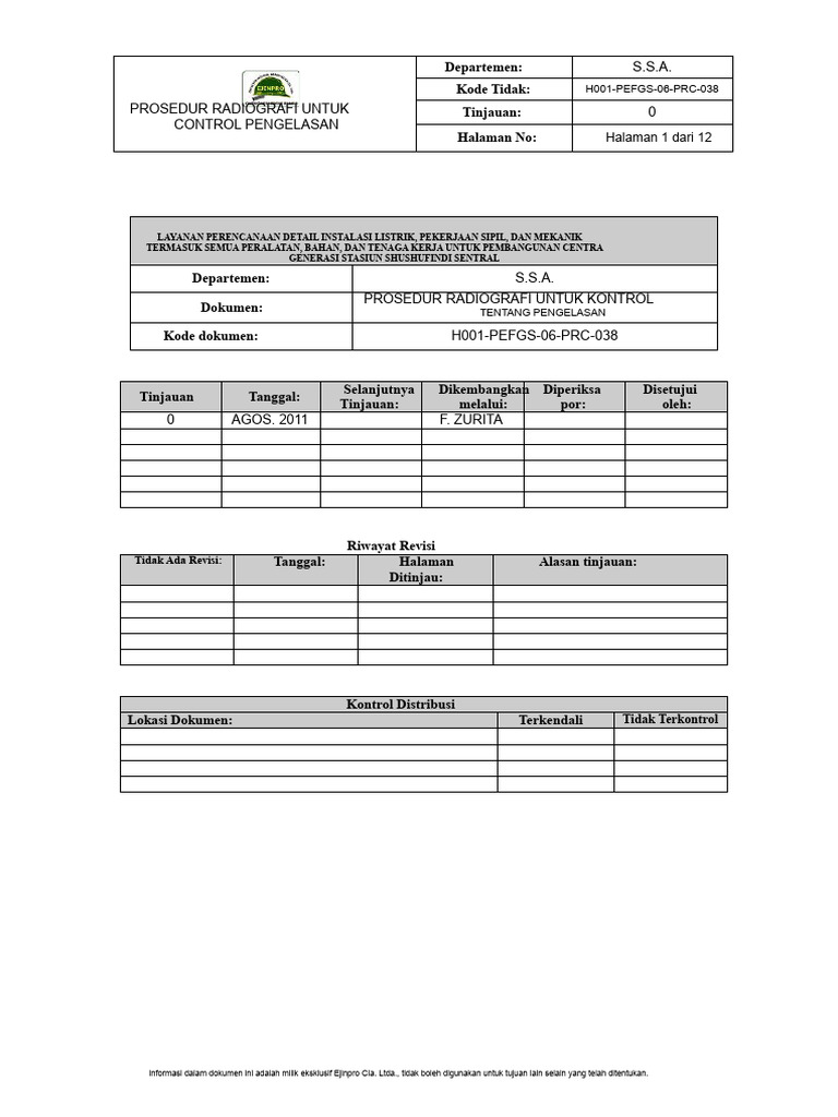 Prosedur Radiografi Untuk Kontrol Pengelasan Pada Pipa | PDF
