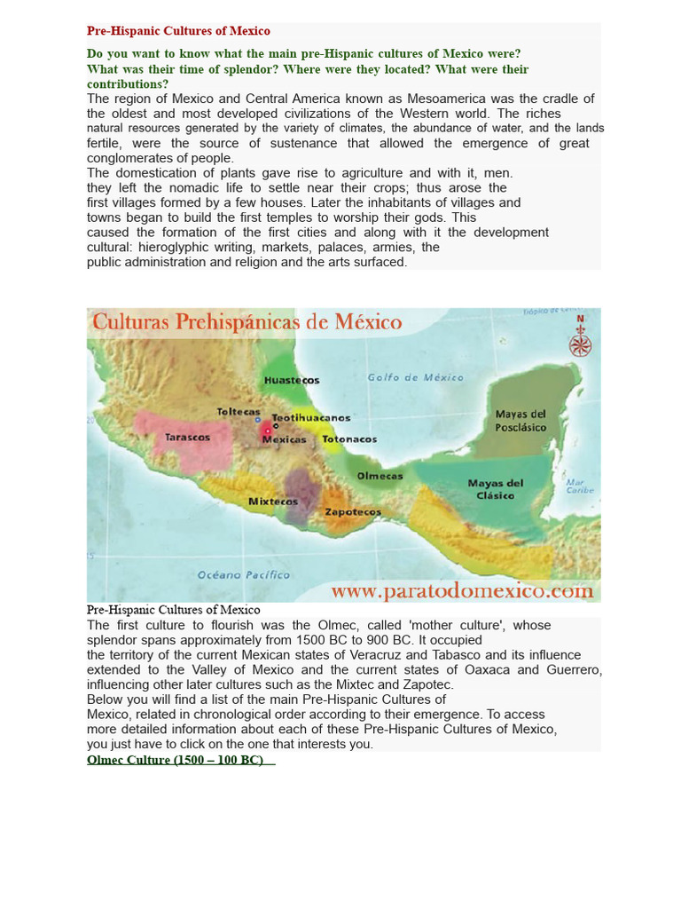Overview of Pre-Hispanic Cultures in Mexico | PDF | Maya Peoples | Maya ...