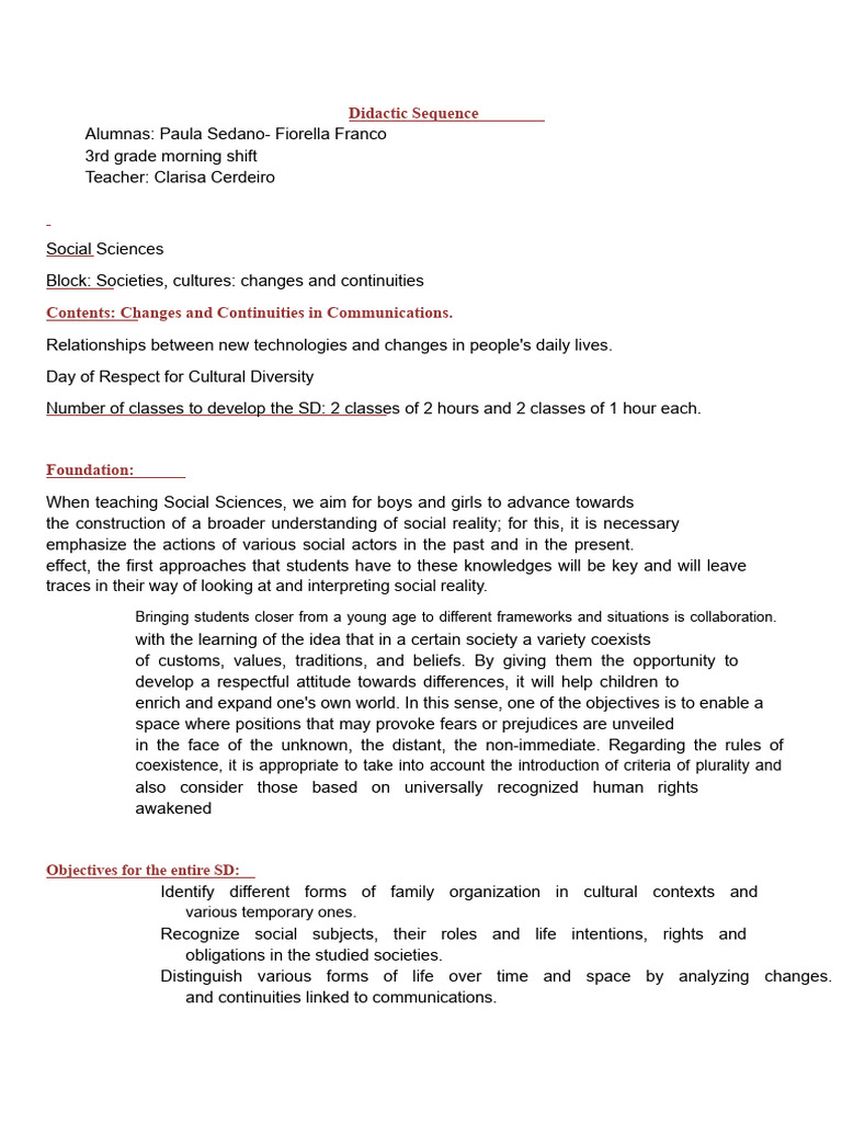 2 DIDACTIC SEQUENCE of Social Sciences 2nd Semester | PDF | Voyages Of Christopher Columbus ...