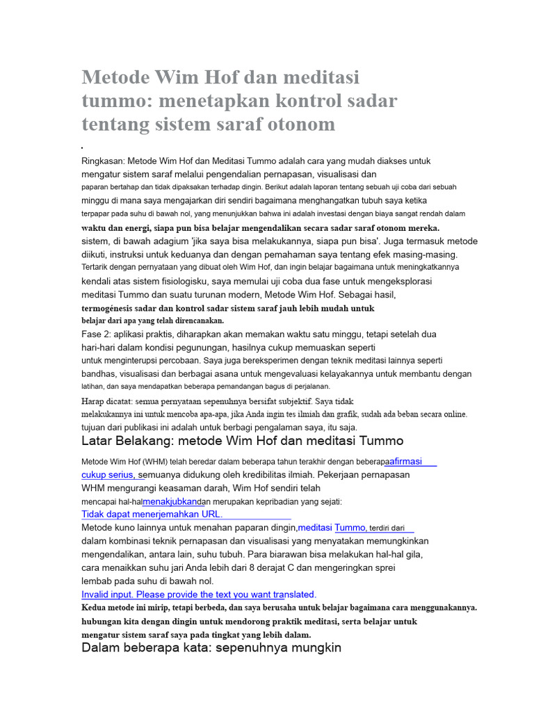 Metode Wim Hof Dan Tummo Web | PDF