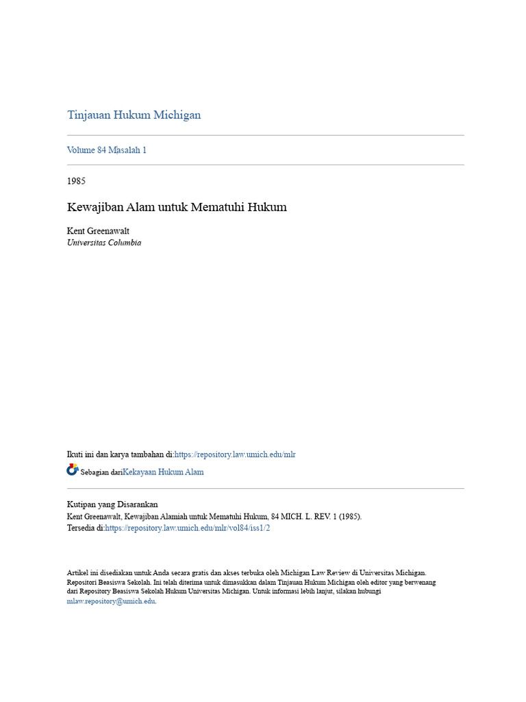 Kewajiban Alami Untuk Mematuhi Hukum PDF | PDF