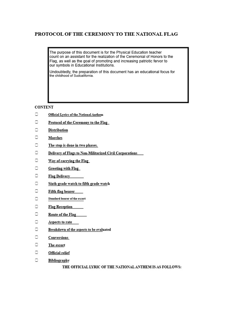 National Flag Ceremony Protocol Guide | PDF | Flag | Foot
