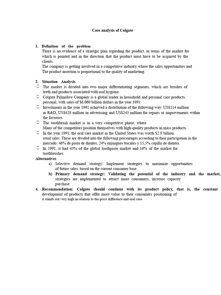 Case Analysis of Colgate | PDF