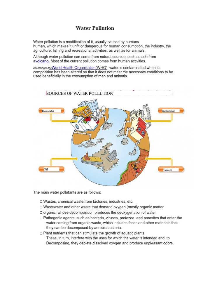 Water Pollution - Work For 4th Grade | PDF | Water Pollution | Waste
