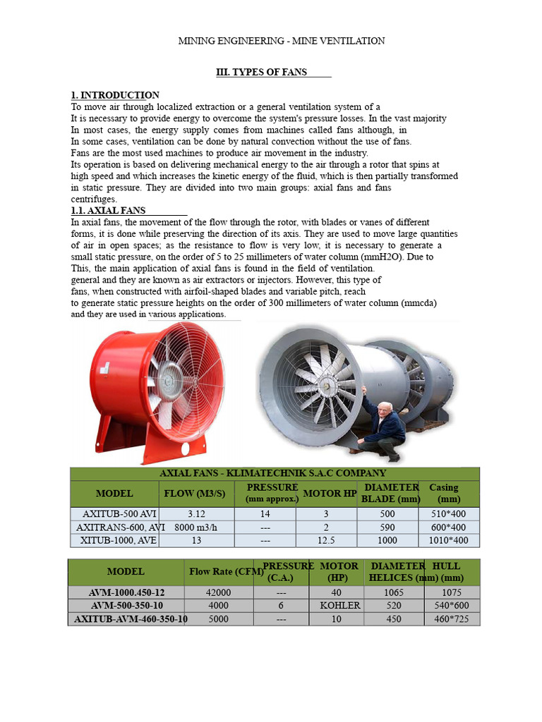 Mine Ventilation - Types of Fans | PDF | Gas Technologies | Mechanical ...