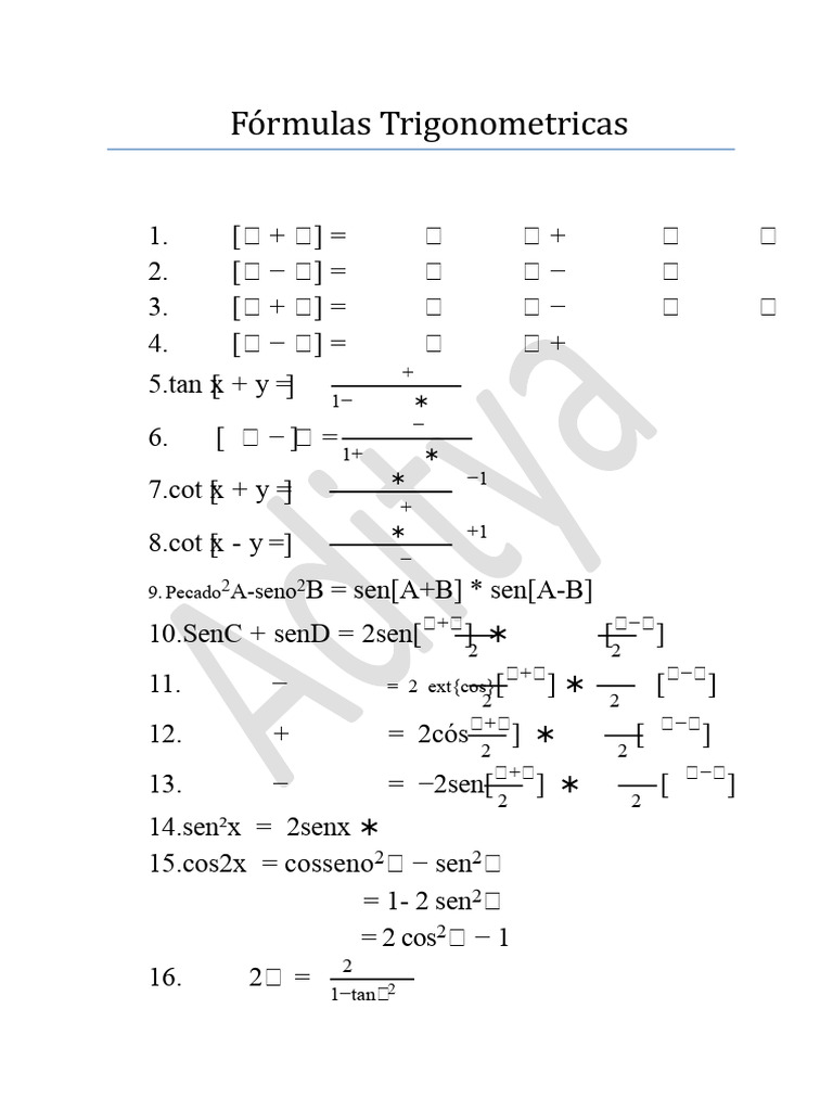 Fórmulas Trigonométricas Esenciales | PDF