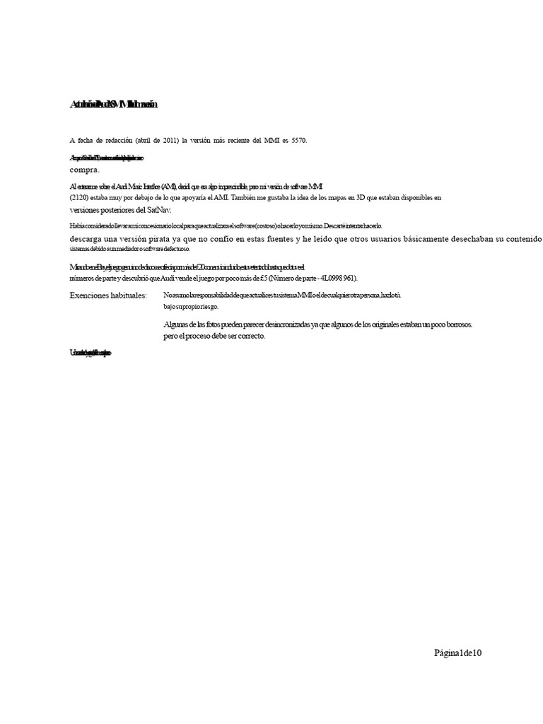 Actualizando El MMI de Su Audi A8 A La Última Versión | PDF | Software ...