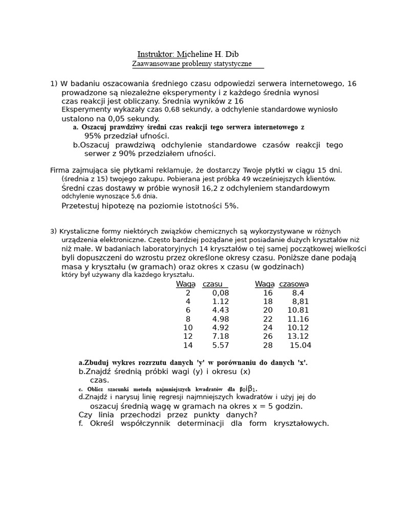 Zaawansowane Problemy Ze Statystyki (Nowe) | PDF