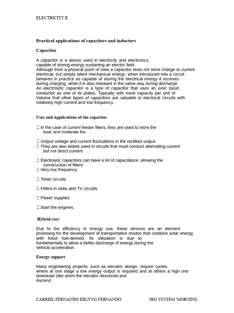 Practical Applications of Capacitors and Inductors | PDF | Capacitor ...