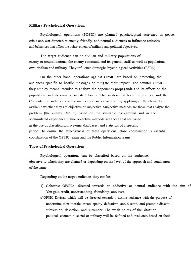 Military Psychological Operations | PDF | Psychology | Military