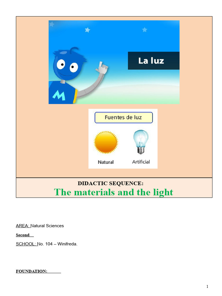 Materials and Light - Second Grade | PDF | Knowledge | Light