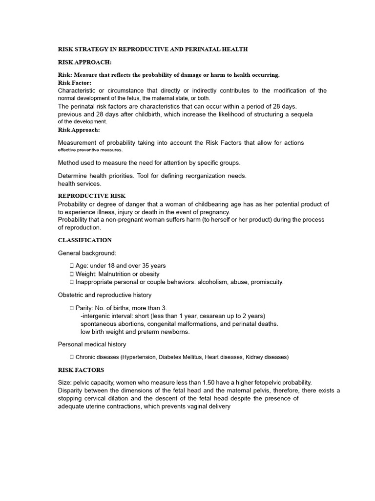Perinatal Risk Strategy Overview | PDF | Pregnancy | Childbirth