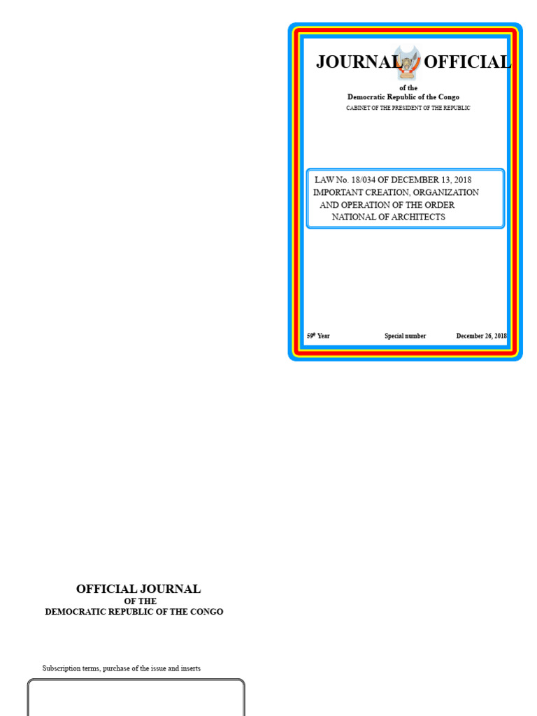 Law on National Order of Architects DRC | PDF | Architect | Profession