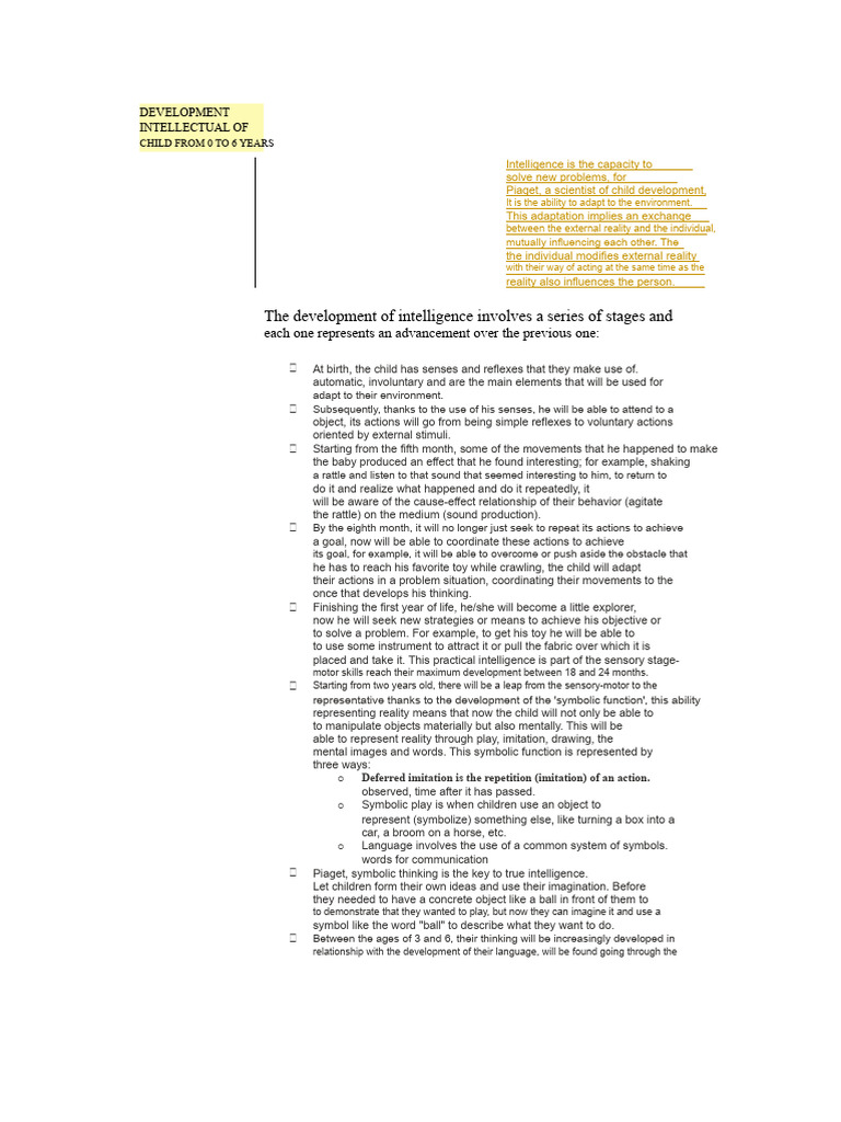 Child Intelligence Development 0-6 Years | PDF | Cognitive Development ...