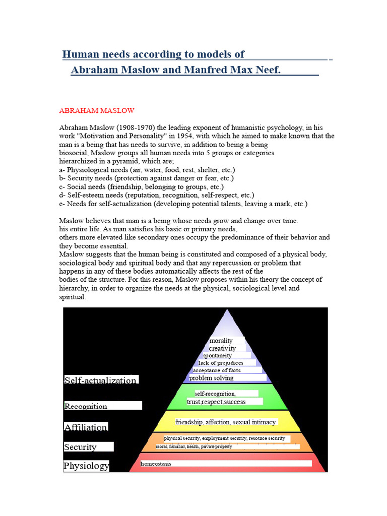 Human Needs: Maslow vs. Max-Neef | PDF | Self Actualization ...
