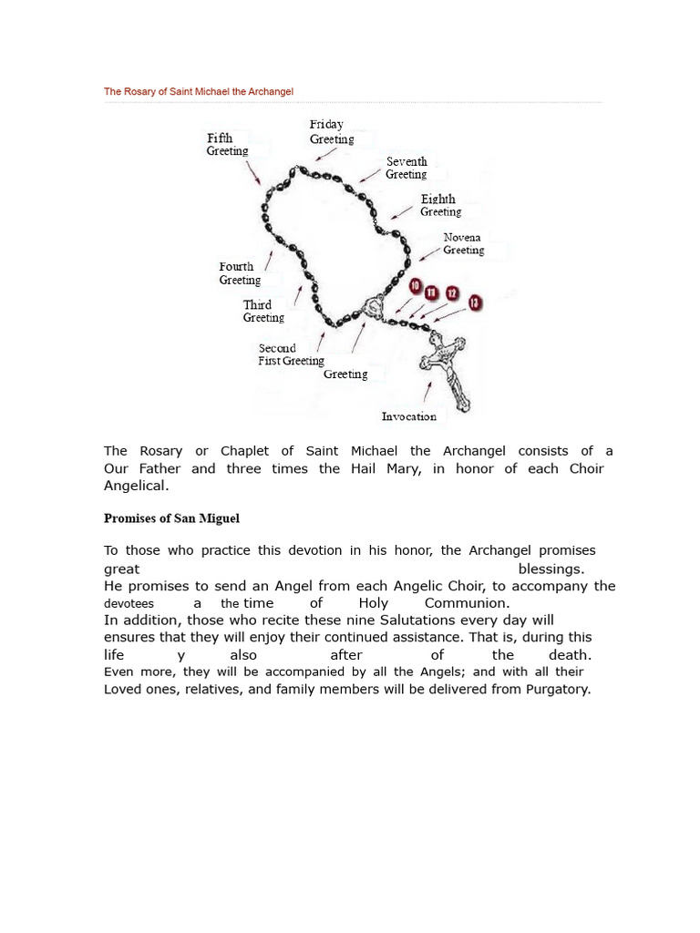 Saint Michael Rosary Prayer Guide | PDF | Michael (Archangel) | Lord's ...