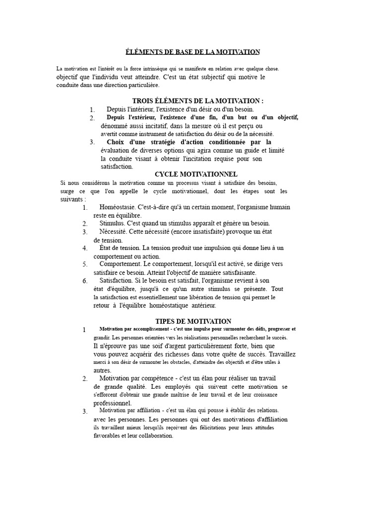 Comprendre les éléments de la motivation | PDF | Motivation | Motivant