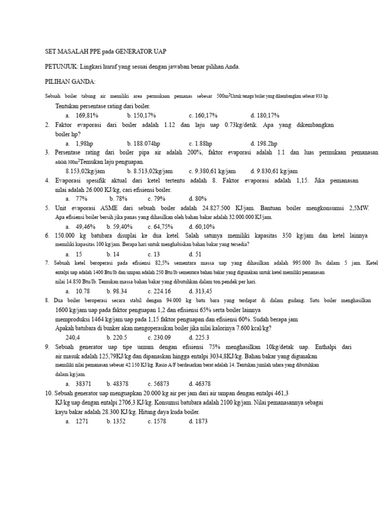 Masalah PPE pada Generator Uap dan Boiler | PDF