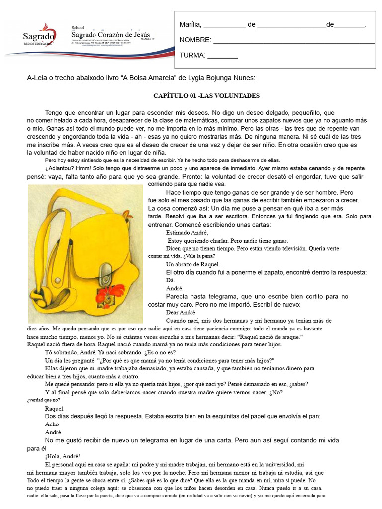 Análisis de "A Bolsa Amarela" | PDF | Pollo | Rachel