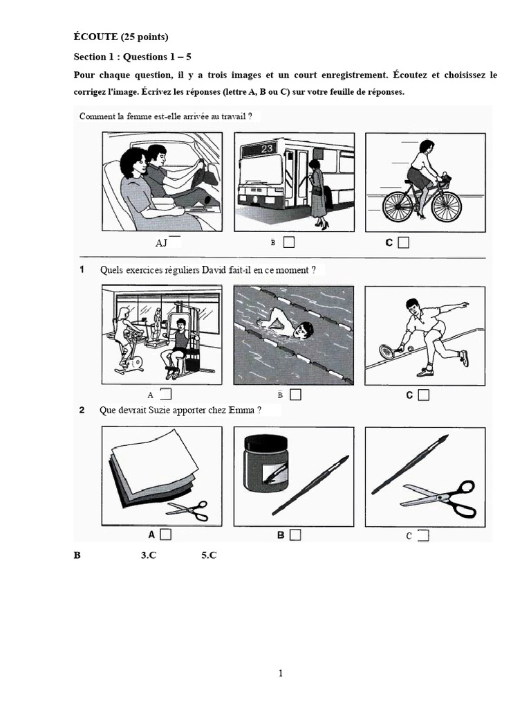 Examen d'écoute et de lecture en anglais | PDF