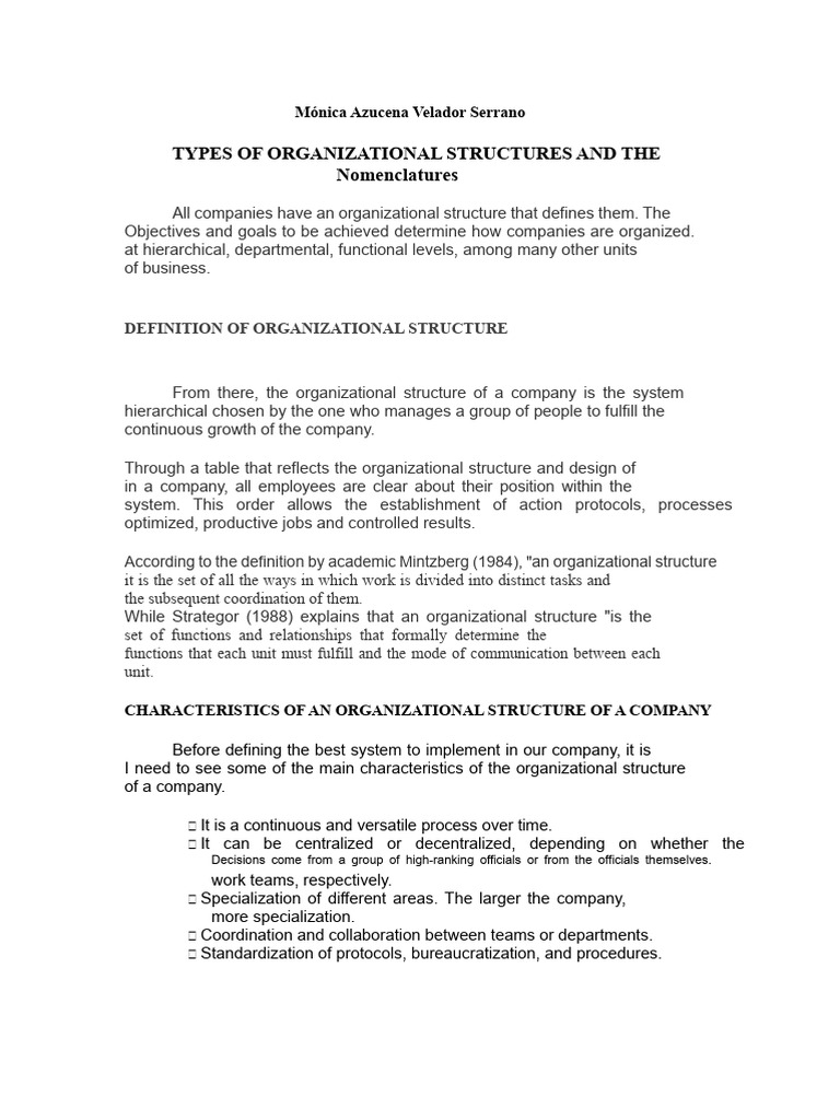 Types of Organizational Structures Explained | PDF | Organizational ...