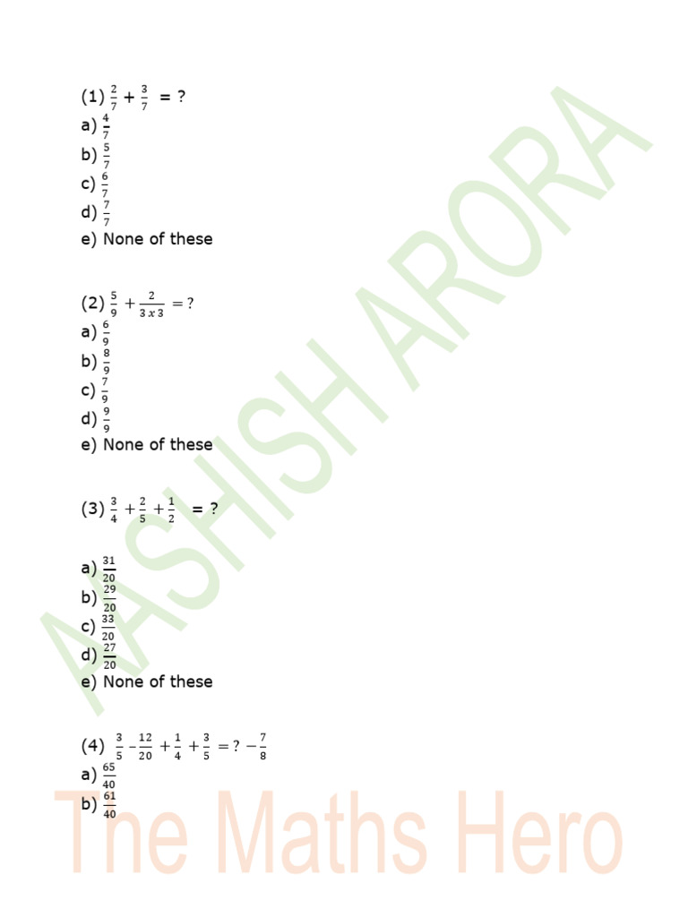 Simplification Fraction | PDF