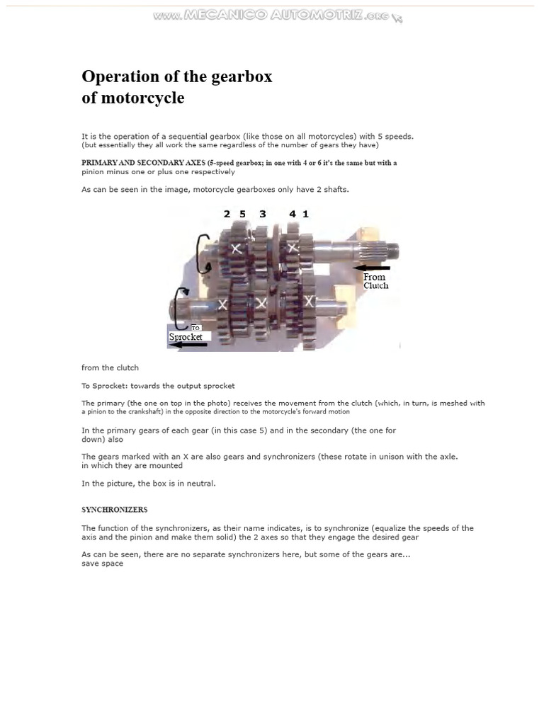 Motorcycle Gearbox Operation Explained | PDF | Manual Transmission | Gear