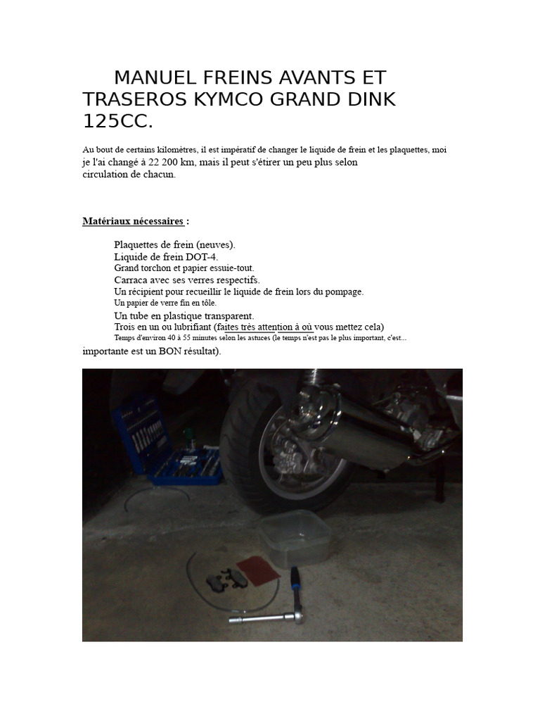 Manuel Des Freins Kymco Grand Dink | PDF
