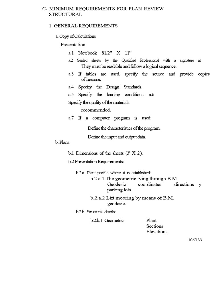 Minimum Structural Plan Review Requirements | PDF | Road | Bridge