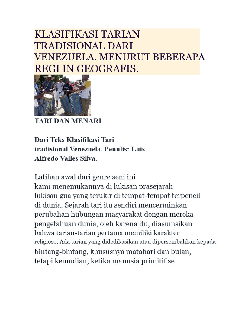 Klasifikasi Tarian Tradisional Venezuela | PDF