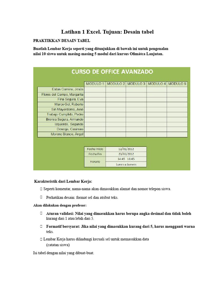Desain Tabel Excel untuk Analisis Data | PDF