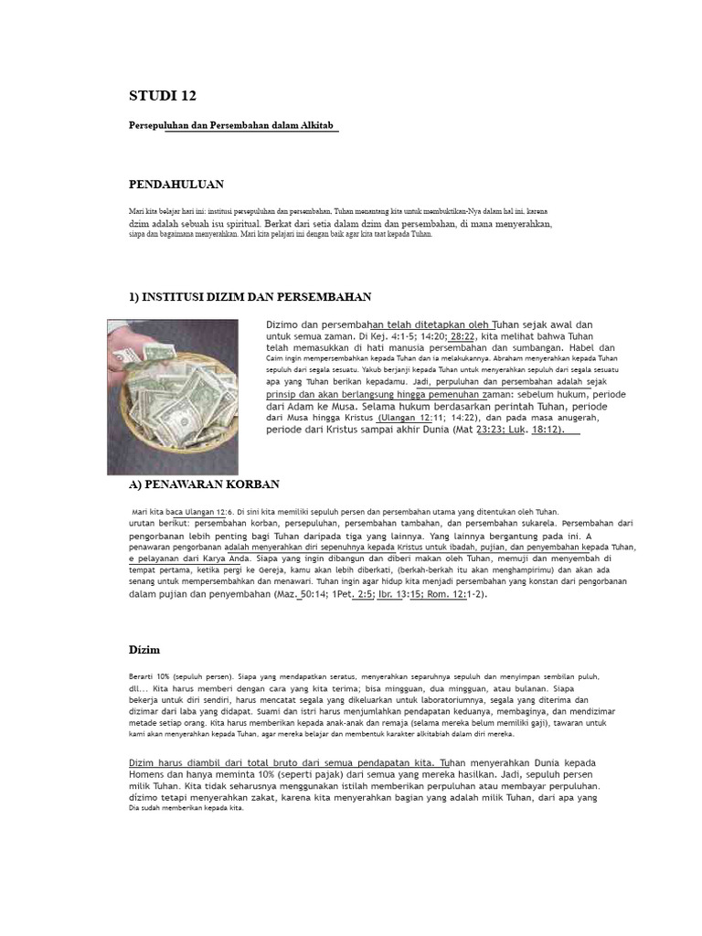 Persepuluhan dan Persembahan Alkitabiah | PDF