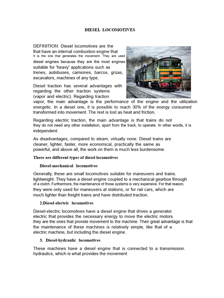 Overview of Diesel Locomotives | PDF | Engines | Locomotives