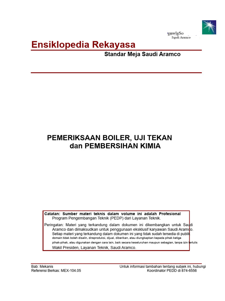 Boiler Pemeriksaan, Uji Tekanan Dan Pembersihan Kimia PDF | PDF