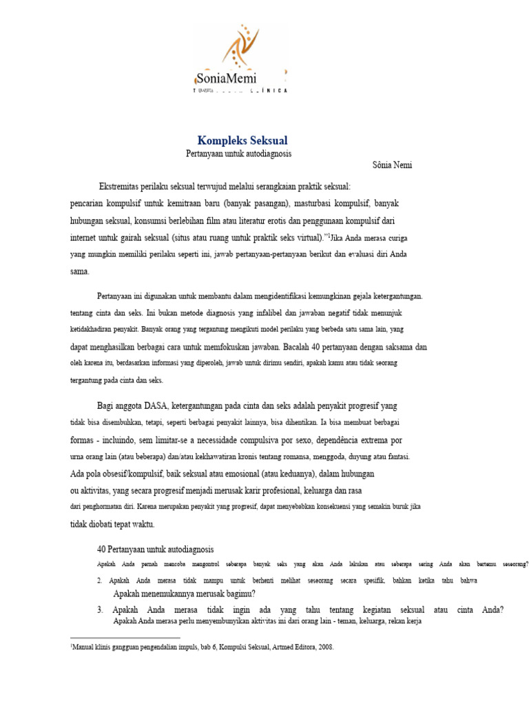 Kuesioner Untuk Evaluasi Kompulsi Seksual | PDF