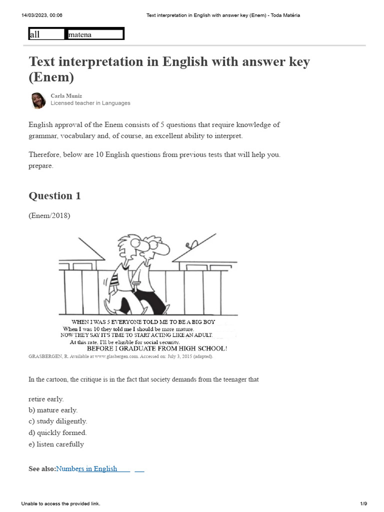 ENEM English Questions with Answers | PDF | Espionage | English Language