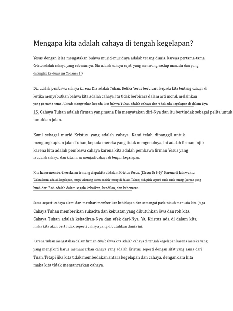 Menjadi Cahaya di Tengah Kegelapan | PDF