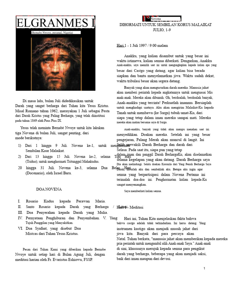 Novena Darah YESUS KRISTUS Yang BERHARGA | PDF