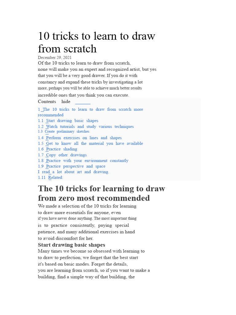 10 Tricks To Learn To Draw From Scratch | PDF | Drawing | Shadow