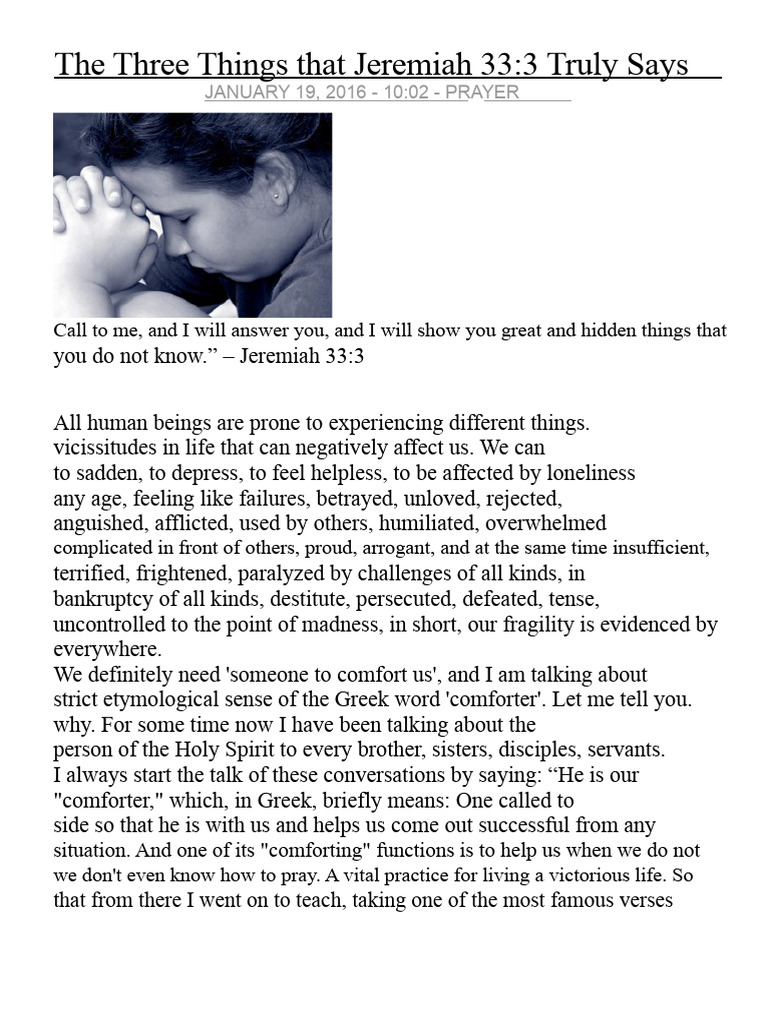 Understanding Jeremiah 33:3's Message | PDF | Religious Belief And Doctrine