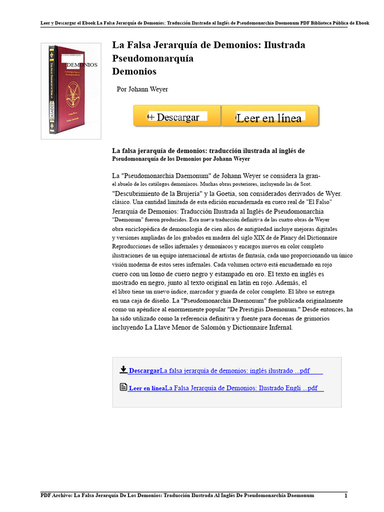 La Falsa Hierarquía de Demonios Ilustrada Traducción Al Español de ...