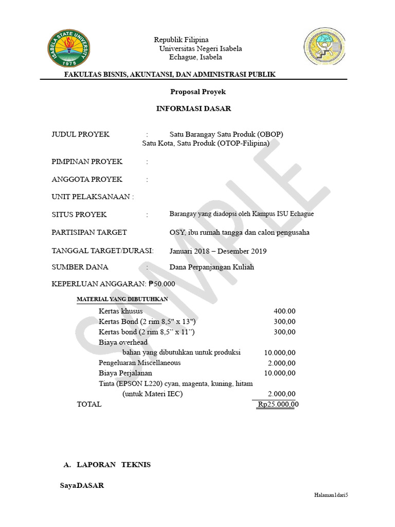 Template Proposal Proyek Sample Desain Pemikiran | PDF